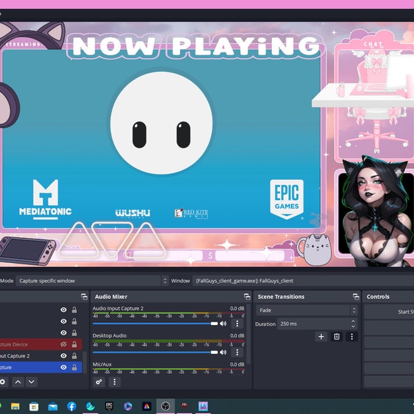 Blonde Synthwave PNGTUBER | Ready to Use | 3 Expressions | 12 Reactive ...