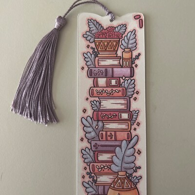 2x6 Stacked Books Bookmark With Tassel, Gift for Book Lover, Handmade ...
