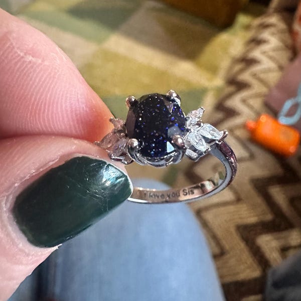 Blue Galaxy Sandstone Ring, Women’s Nebula Ring, Personalized Promise ...