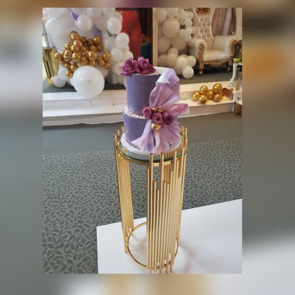 New! Set of 3 Pcs Plinths- Gold Round Metal Plinths Wedding Backdrop ...