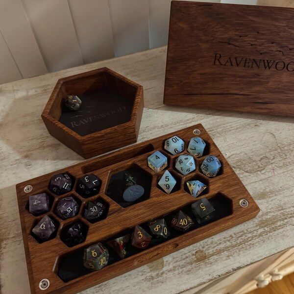 HEX Dice Jail D&D Dice Box RPG Tabletop Gaming Solid Wood Hand Oiled No ...