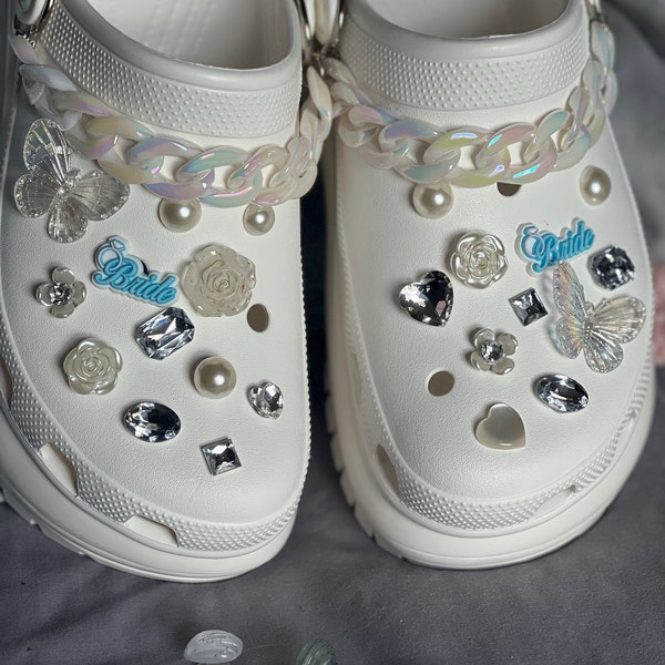 Cute Pearl Croc Charms for Girls Full Set Glitter Croc Pin Shoe Charm ...