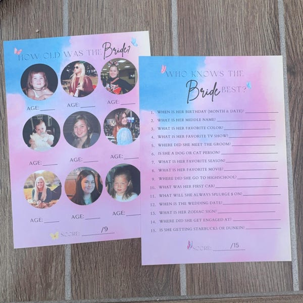 Lover Theme Bridal Shower Games Bundle Editable, Bachelorette Party ...