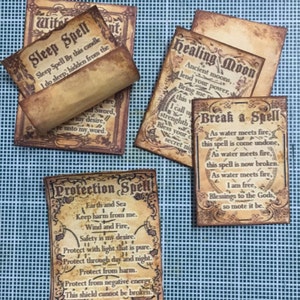 6 MAGIC SPELL Miniature Scroll Set 2 1:12 Readable Dollhouse Miniature ...