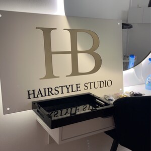 Personalized Round Acrylic Business Sign With Golden Edges and - Etsy