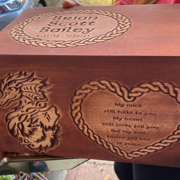 Viking Personalized Wood Urn With Yggdrasil, Memorial Box Hand-carved ...
