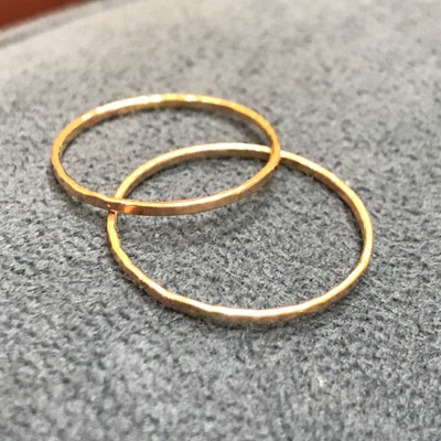 Set of 2 Medium Thickness Gold Stacking Rings, Thin Gold Filled ...