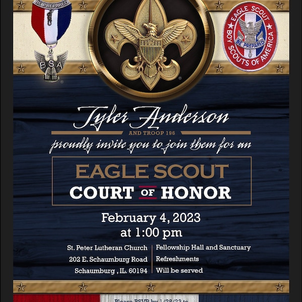 Character Eagle Scout Court of Honor Invitations, Double Sided ...