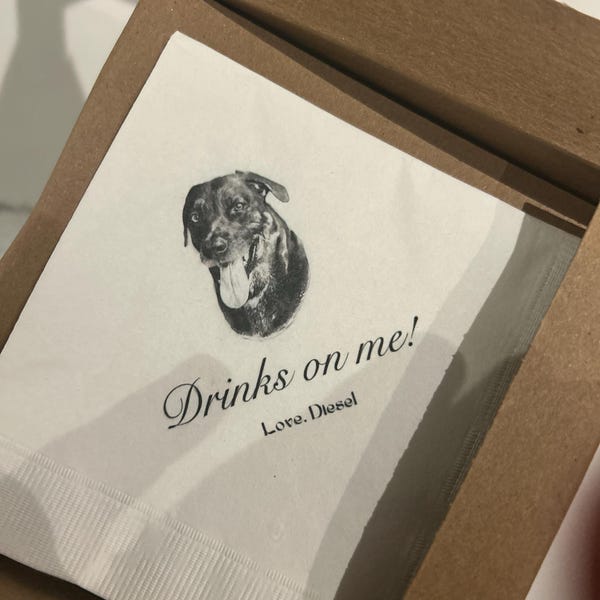 Full Color Personalized Pet Wedding Cocktail napkins Dog Wedding ...