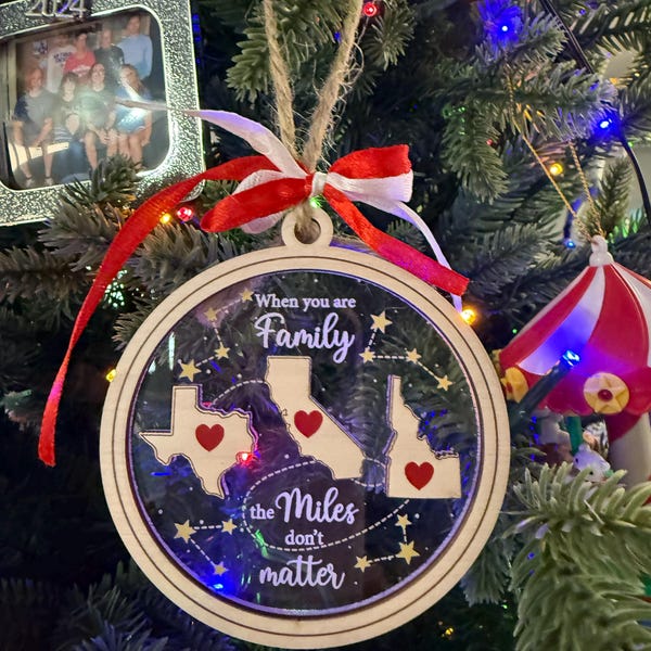 Family Ornament States, Miles Apart Ornament, Family Love Knows No ...