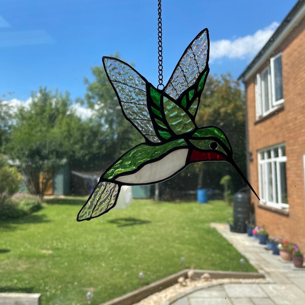 Hummingbird Stained Glass Window Hanging100% Handmade Window Decor ...