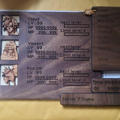 Custom Wooden Final Fantasy 7 Menu Screen With Characters You Can Pick ...