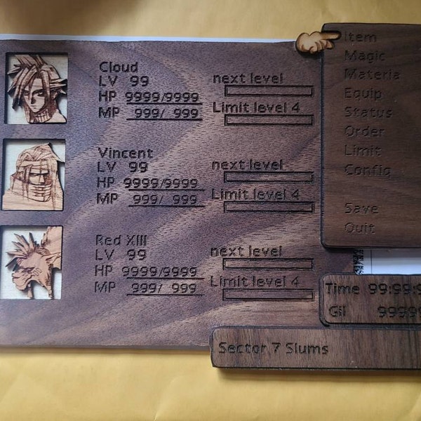 Custom Wooden Final Fantasy 7 Menu Screen With Characters You Can Pick ...