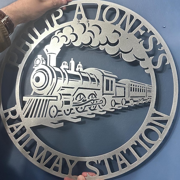 Custom Railroad Metal Wall Sign, Personalized Train Metal Wall Decor ...