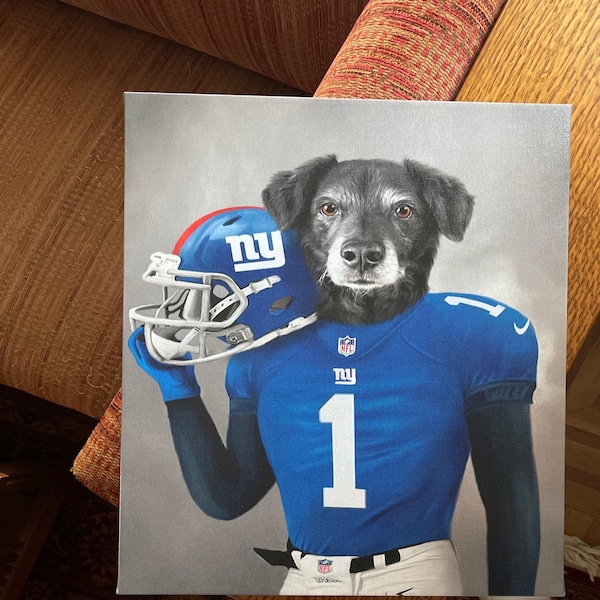 American Football Pet Portrait, NFL Dog Portrait, Poster, Custom Dog ...