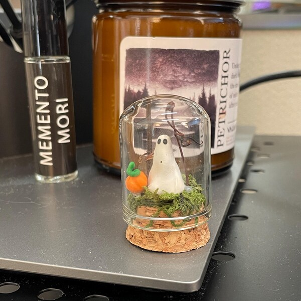 Mini Spooky Ghost in Glass Dome | Clay Ghost | Pumpkins | Halloween ...