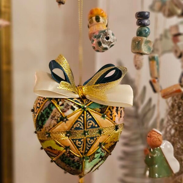 Набор елочных шаров 5 шт. Шарик в стиле пэчворк Елочная игрушка Стиль ...