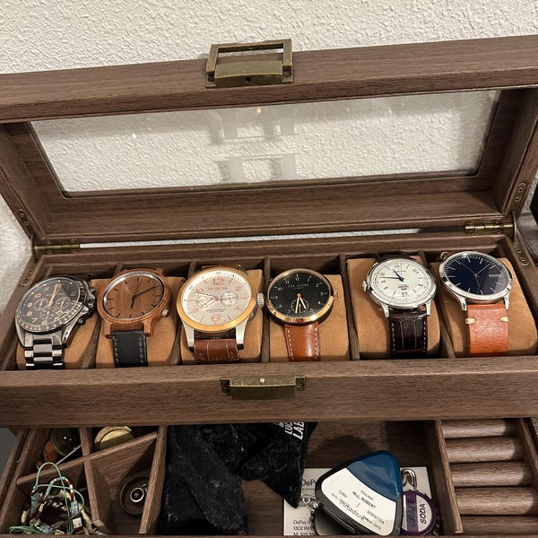 TWO Layers 12 Slot Personalized Men's Watch Box | With Drawer Watch ...