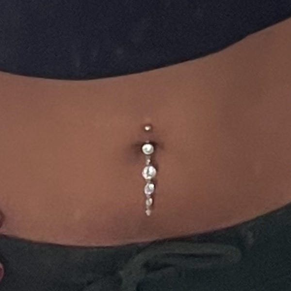 White Pearl Belly Ring You Choose Finish, Belly Button Jewelry, Dangle ...