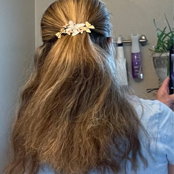 BUTTERFLY FRENCH BARRETTE 80mm- Thick Hair Barrette- Hair Accessory ...