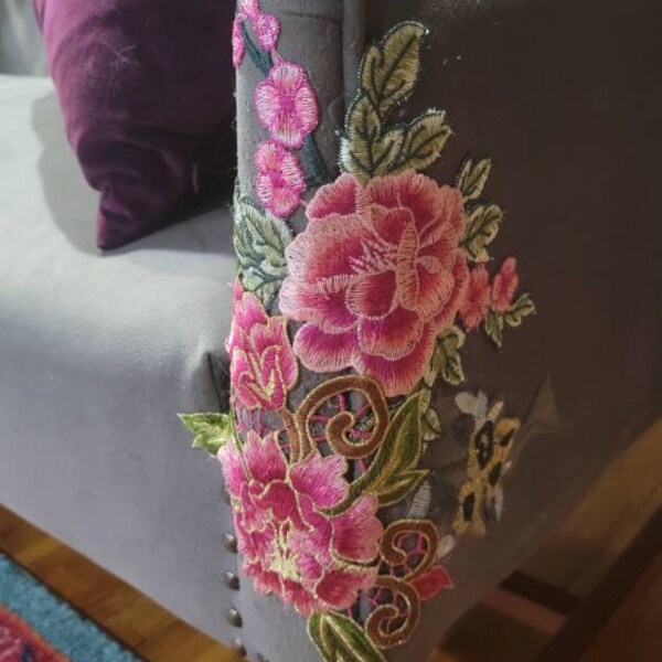 ROSE GOLD 3D Flower Motif Large Applique, Oversized With Sequins and ...