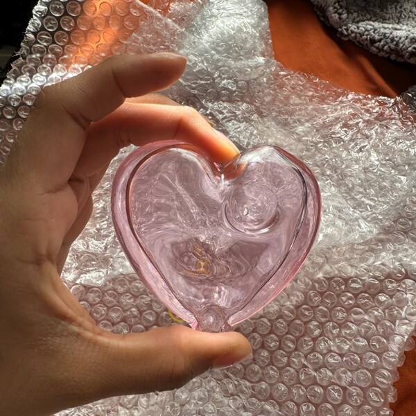 Glass Heart Pipe Girly Pipe Love Girls Gift Unique Pipe Hand Pipe Bowl ...