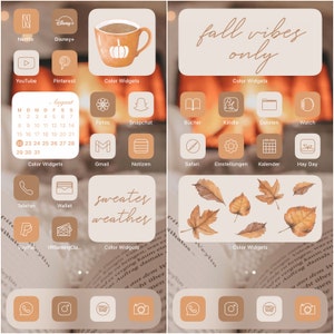 Fall App Icons Autumn Aesthetic Boho iPhone Covers Ios 14 - Etsy
