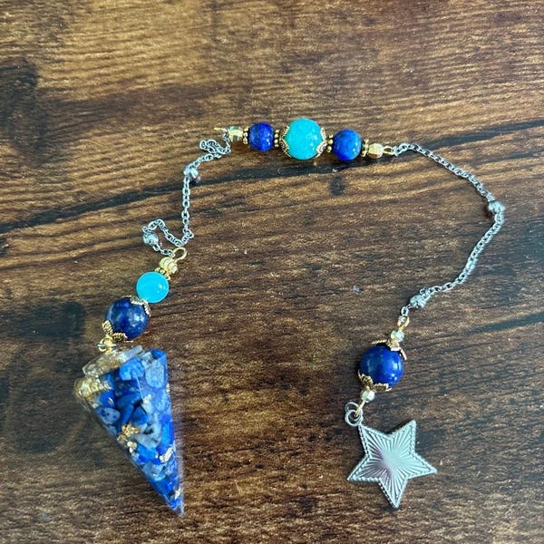 Gothic Gilded and Blue Obsidian Divinatory Pendulum, Resin Pendulum ...
