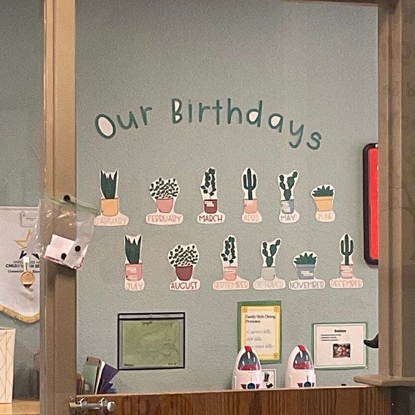 Plant Theme Birthday Display Classroom Monthly Birthday Chart Botanical ...