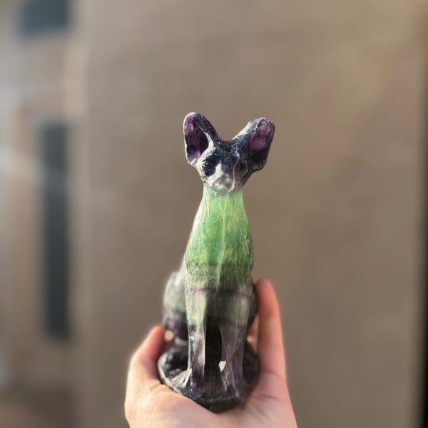 Rainbow Fluorite Mini Carvings | Bat, Skull, Kitty or Elephant ...