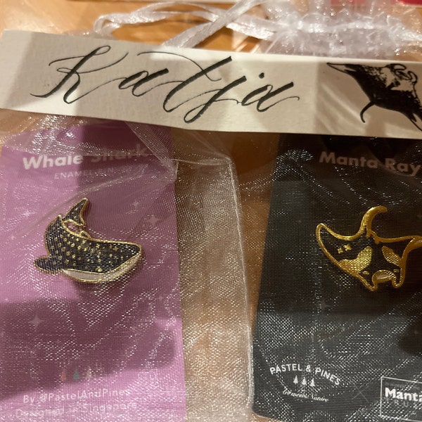 Coral Reef & Manta Ray Pin, Ocean in a Bottle Gold Hard Enamel Pin, Sea ...