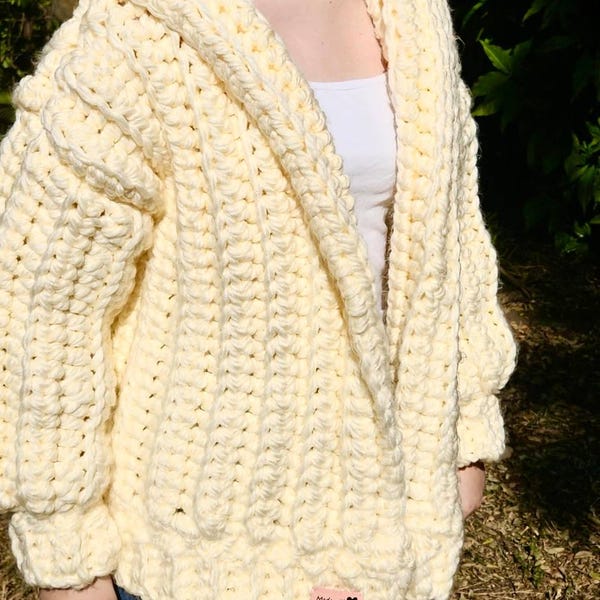 Cloud Cardigan PATTERN - Crochet Hooded Soft Fluffy Puffy Oversized ...
