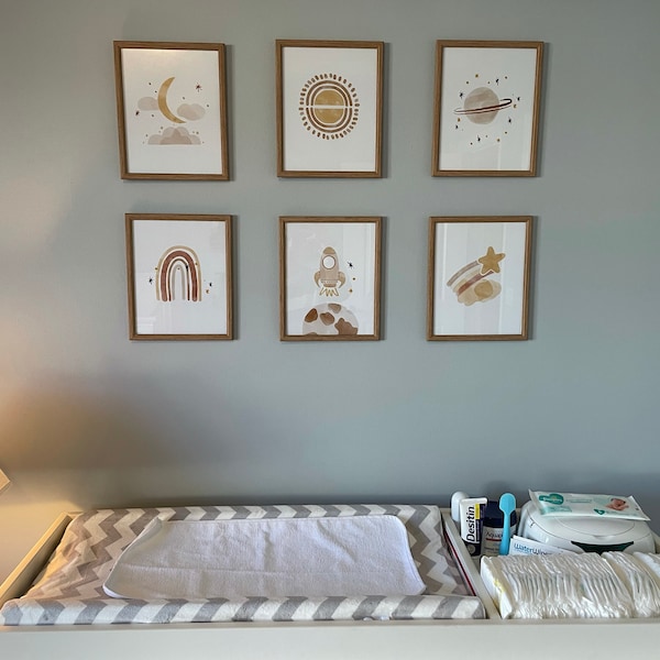 Neutral Nursery Print Set, Space Prints,gender Neutral Baby Art ...