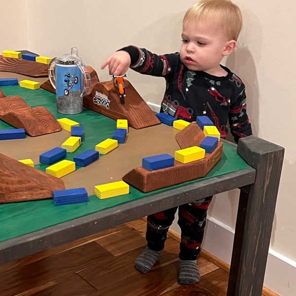 Motocross Track Table, Wooden Toys, Birthday Present, Dirt Bike Track ...