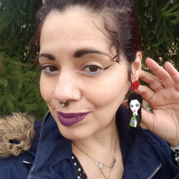 Gothic Wednesday Poison Bottle Skull Acrylic Glitter Stud Earrings - Etsy