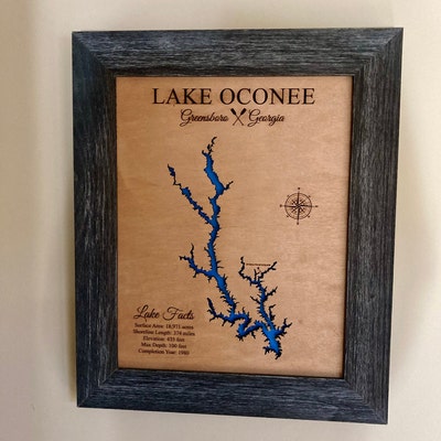 Lake House Decor Framed Wood Map Custom Lake Art 3 D Wall Art Contour ...