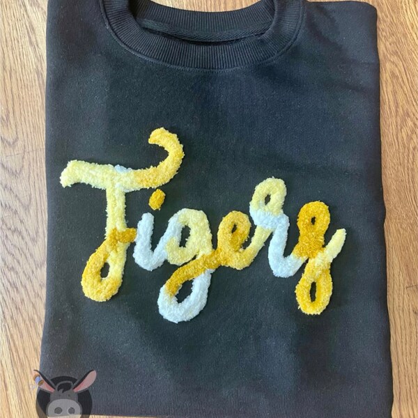 Tigers Chenille Yarn Applique Script Zigzag Machine Embroidery Design Three Sizes 6x10, 7x12 and ...
