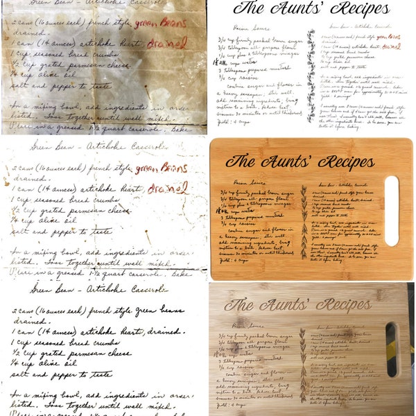 Handwritten Recipe Cutting Board, Grandmas Recipe, Moms Recipe ...