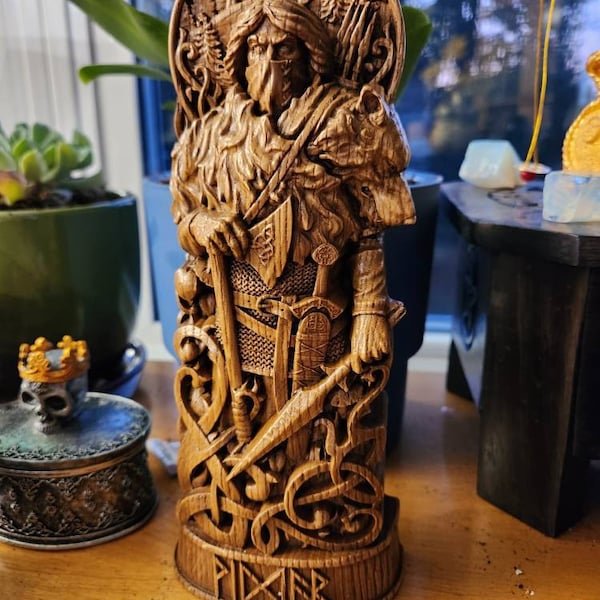 Vidar Statue Wood Sculpture, Wood Carving - Etsy