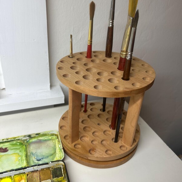 Rotating Paint Brush Holder for Big and Small Brushes, Handmade ...