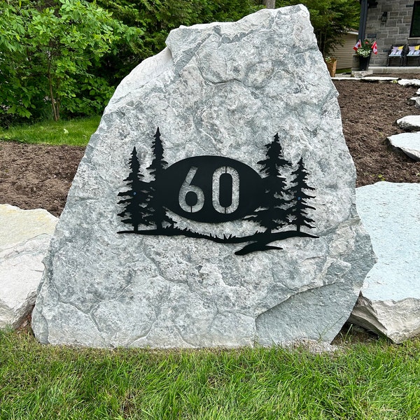 Metal Mountain House Number Sign | Mountain Address Sign | Modern ...