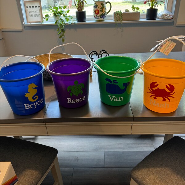 Personalized Rope Pail Bucket for Girls and Boys; Perfect for the Beach ...