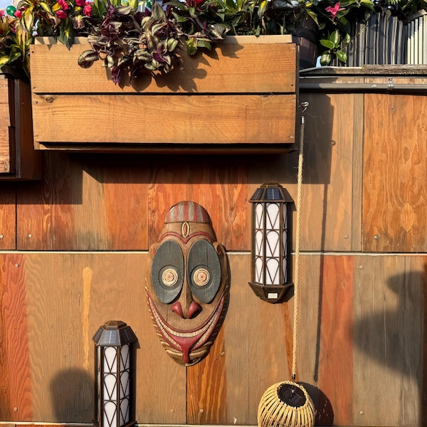 Colorful Tiki Mask Wall Hangings - Mid Century Retro Tropical Decor ...