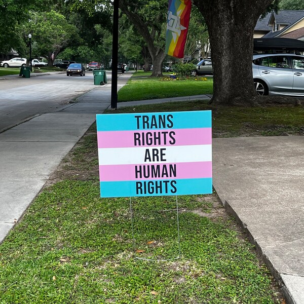 Trans Rights Are Human Rights Yard Sign 18”x24”, 2 Sided, LGBTQIA+ ...