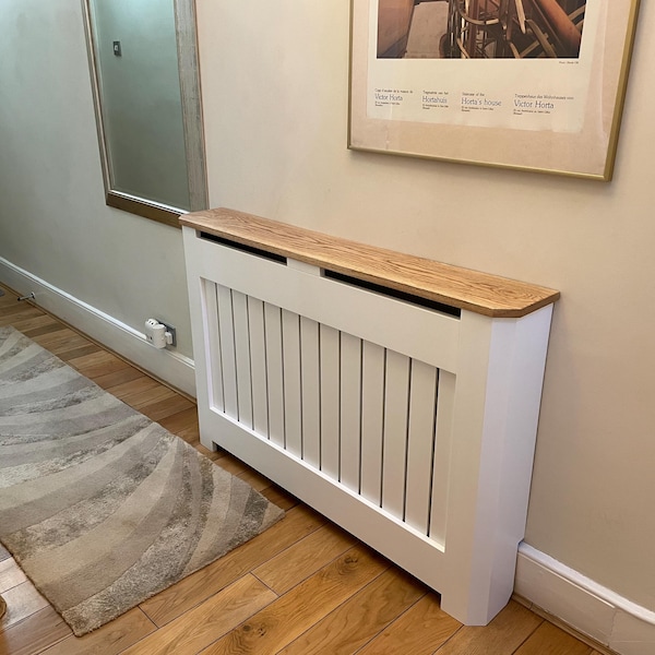 Made to Measure Solid Radiator Cover, Vertical Slats and Mitred Corners ...