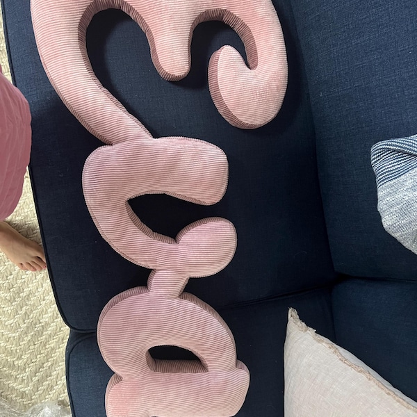 Cursive Name Velvet Pillow (zoe) , Educational Toy, Initial Cushion ...