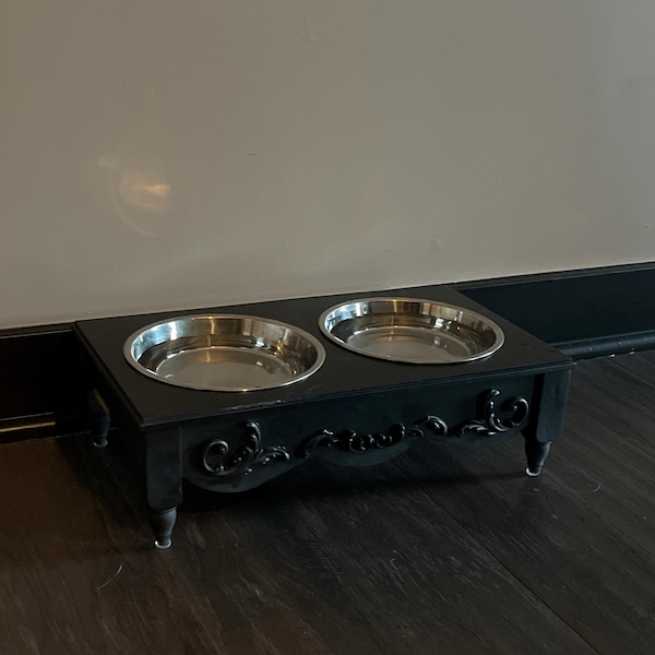 Farmhouse Chic Dog or Cat Elevated Pet Feeder | HUMAN GRADE Stainless ...