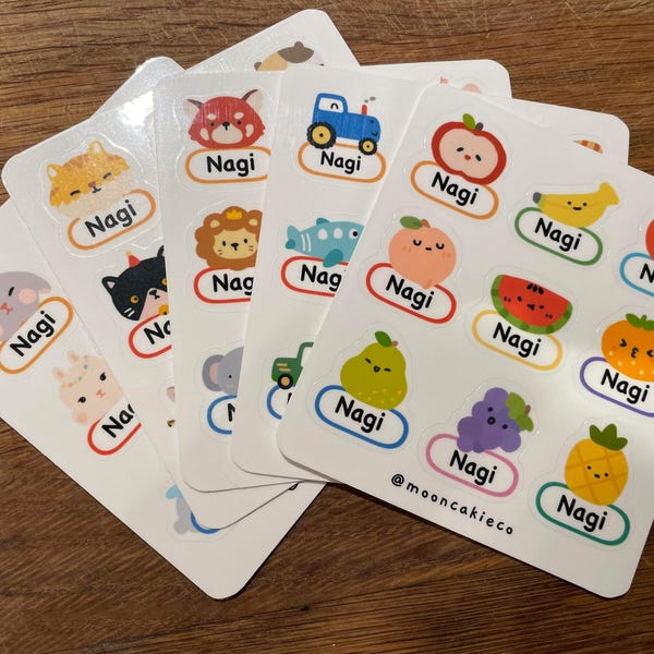 Bunny Themed Custom Kids Name Label | Cute Rabbit Sticker Set | Kids ...