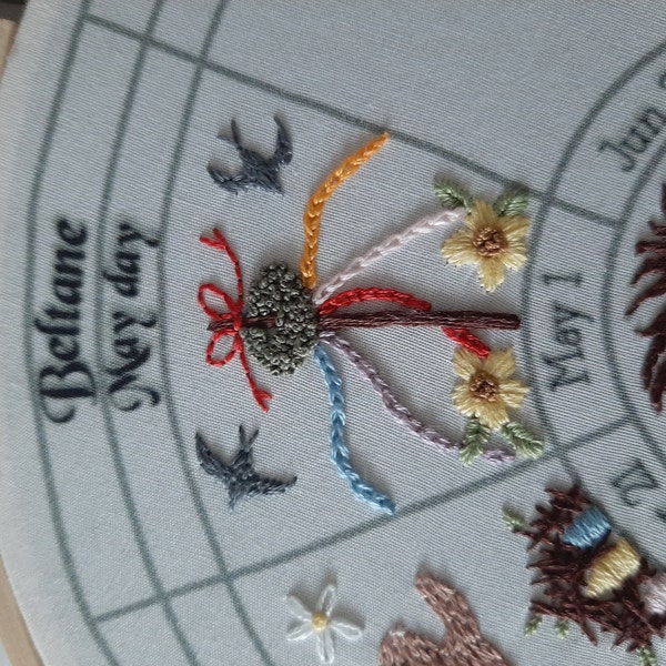 Beltane Embroidery Pattern, Wheel of the Year : Calendar to Embroider ...