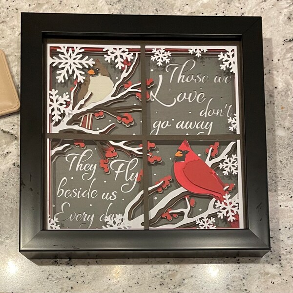 Cardinals Outside Window Shadow Box SVG / Memorial Shadow Box/ Cardinal ...